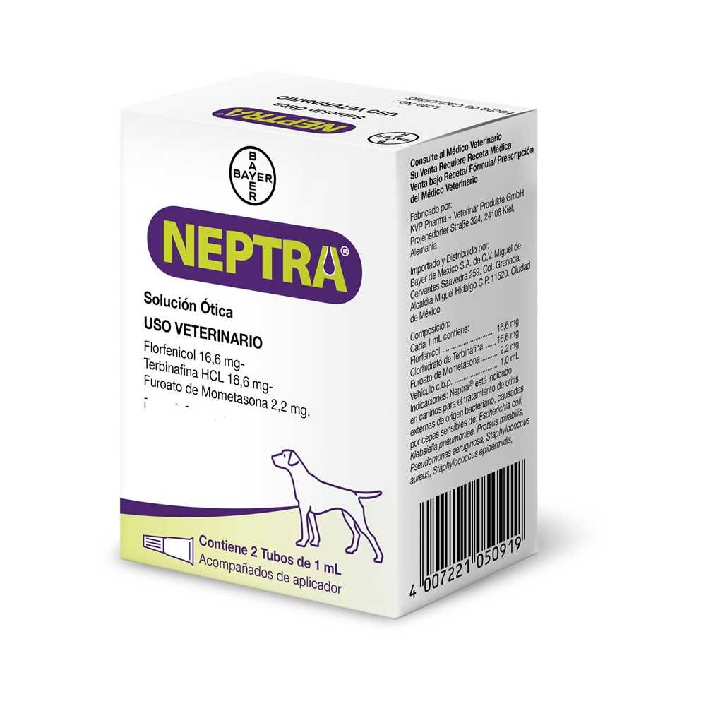 Neptra Solucion Otica, 2 unidades de 1ml – Farmacia Veterinaria